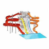 China Commercial Multi Lane Racing And Spiral Fiberglass Water Slide Complex For Aqua Park Resort for sale
