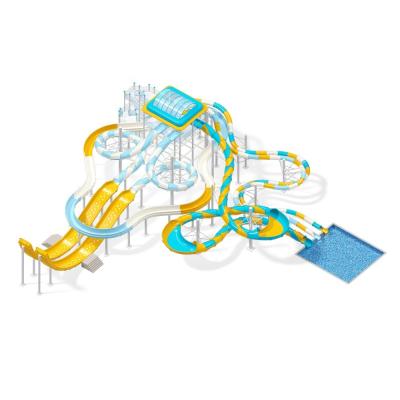 China Commercial 12m Height Water Slide Fiberglass Rainbow Color Water Park Equipment Adult Game for sale