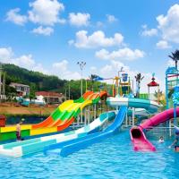 China Custom Height Water Slide For Swimming Pool Fiberglass Combination Set Water Park Use for sale