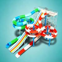 China Large Spiral Water Slide Combination Fiberglass for Swimming Pool Aqua Park Custom Color for sale
