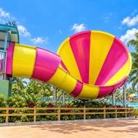 China Most Popular Tornado Funnel Water Slide Fiberglass Rainbow Color Water Ride For Water Parks Design for sale