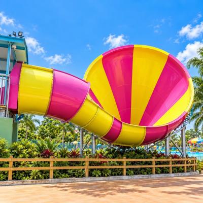 China Most Popular Tornado Funnel Water Slide Fiberglass Rainbow Color Water Ride For Water Parks Design for sale