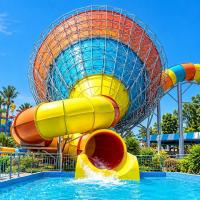 China Most Popular Tornado Funnel Water Slide Fiberglass Rainbow Color Water Ride For Water Parks Design for sale
