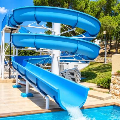 China Spiral Water Slide Fiberglass Curved Flume Custom Color Ride For Swimming Pool And Water Parks for sale