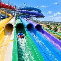 China Octopus Fiberglass Water Slide Combination Multi Lane Custom Color Ride System For Water Parks for sale