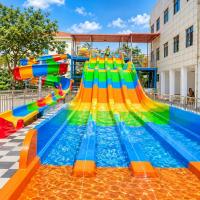 China Multi Lane Rainbow Racer Water Slide Fiberglass Water Parks use for Adult And Kid for sale