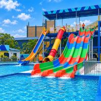 China Multi Lane Rainbow Racer Water Slide Fiberglass Water Parks use for Adult And Kid for sale