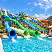 China Enclosed Spiral Water Slide Fiberglass Curved Flume Custom Color Ride For Commercial Adult Water Park Slide for sale