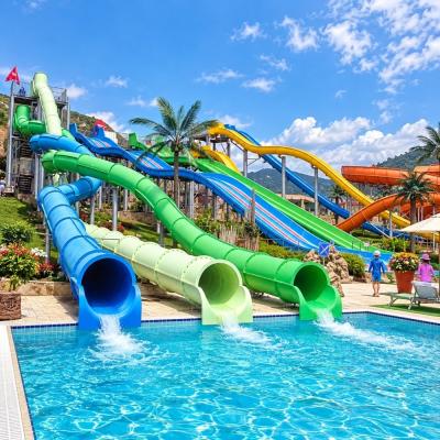 China Enclosed Spiral Water Slide Fiberglass Curved Flume Custom Color Ride For Commercial Adult Water Park Slide for sale