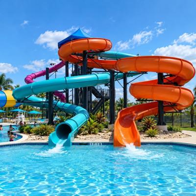 China Customized Spiral Water Slide Combination Fiberglass For Hotel Residential Swimming Pool for sale
