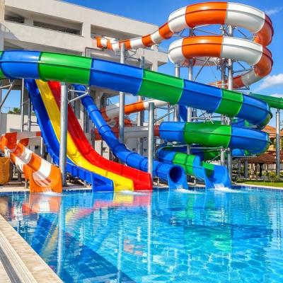 China Most Popular Fiberglass Aqua Park Slides For Swimming Pool Colorful Fiberglass Rides for sale