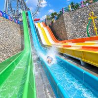 China Professional Multi Lane Rainbow Racer Fiberglass Water Slide For Aqua Park Project for sale