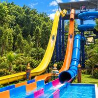 China Professional Multi Lane Rainbow Racer Fiberglass Water Slide For Aqua Park Project for sale