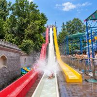 China Professional Multi Lane Rainbow Racer Fiberglass Water Slide For Aqua Park Project for sale