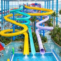 China Hot Sale Fiberglass Spiral Water Slide Fiberglass For Aquatic Park Adult Swimming Pool for sale