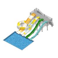 China 3 Multi Lane Family Wide Water Slide Fiberglass For Kids And Adult 6-10mm Thickness for sale