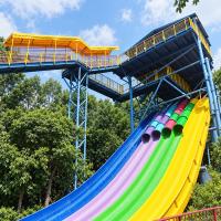 China High Platform Octopus Water Slide Fiberglass Multi Lane Water Slide For Water Parks With Racing for sale