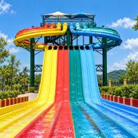 China High Platform Octopus Water Slide Fiberglass Multi Lane Water Slide For Water Parks With Racing for sale