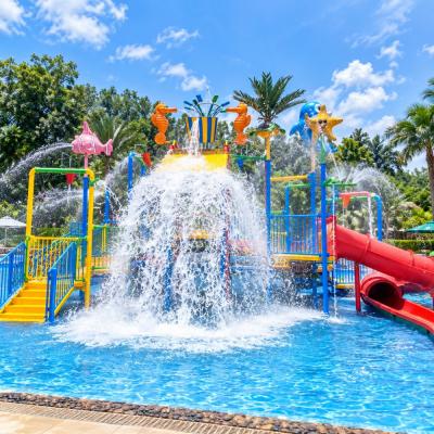 China Popular Water Park Themed Fish Splash Bucket Water Playground With Multi Slide Decks For Kids for sale