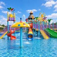 China Popular Water Park Themed Fish Splash Bucket Water Playground With Multi Slide Decks For Kids for sale