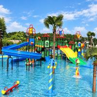 China Popular Water Park Themed Fish Splash Bucket Water Playground With Multi Slide Decks For Kids for sale