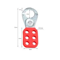China 6 Lock Red 25mm shackle diameter PA CoatedSteel Safety Lockout Hasp Lock With Hooks for sale