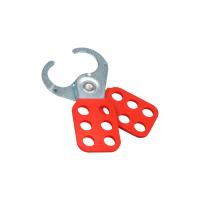 China 6 Lock Red 25mm shackle diameter PA CoatedSteel Safety Lockout Hasp Lock With Hooks for sale