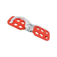 China 6 Lock Red 25mm shackle diameter PA CoatedSteel Safety Lockout Hasp Lock With Hooks for sale