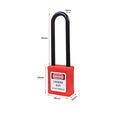 China Industrial Safety Most Popular Plastic Long Nylon Shackle Safety Padlock for sale
