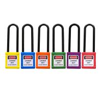 China Industrial Safety Most Popular Plastic Long Nylon Shackle Safety Padlock for sale