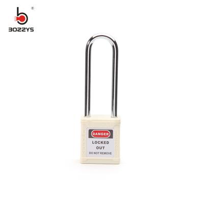 China BOSHI High Quality Nylon PA Body 76Mm Long Steel Shackle Safety Padlock for sale