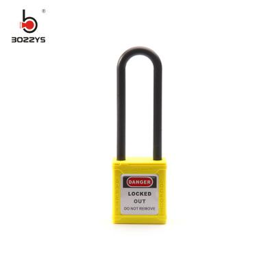 China BOSHI Brand Insulation 76mm Plastic Long Shackle Safety Padlock for sale