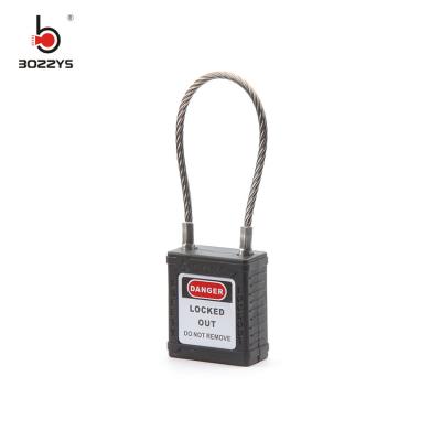 China BOSHI Cheap Price Nylon PA Body Stainless Steel Wire Safety Padlocks for sale