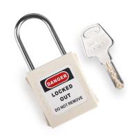 China 4MM stainless steel shackle industry safety lockout tagout White padlock with master key for sale