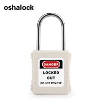 China 4MM stainless steel shackle industry safety lockout tagout White padlock with master key for sale
