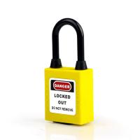 China plastic shackle dust-proof nylon body safety padlock for sale