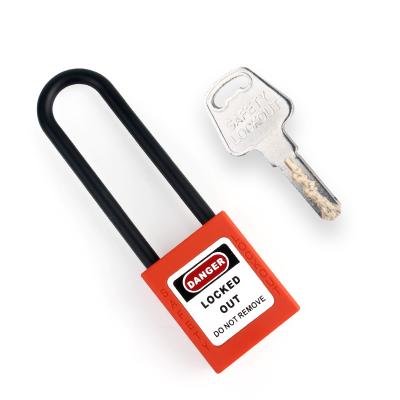 China 76mm Long Plastic Shackle red safety padlock for sale