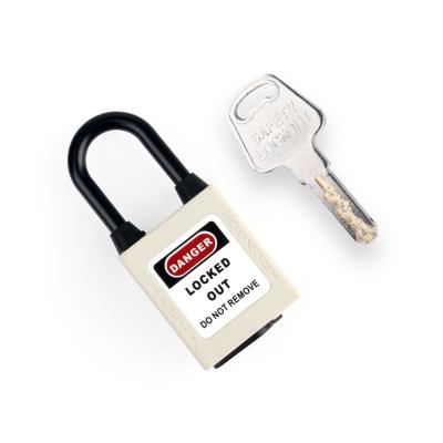 China 38MM white plastic body safety lockout Electrically insulated dust-proof security padlock with keyed alike for sale