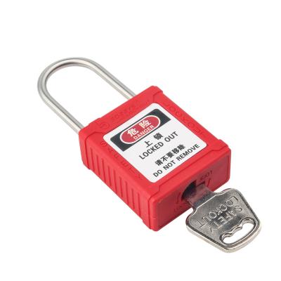 China Self-elastic 4mm stainless steel beam safety padlock with master key for mechanical lockout-tagout for sale