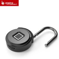 China Black Keyless USB Rechargeable Door Lock Fingerprint Smart Padlock Quick Unlock Zinc alloy Metal Self Developing Chip for sale