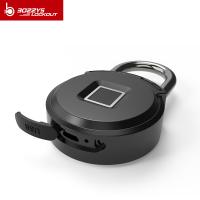 China Black Keyless USB Rechargeable Door Lock Fingerprint Smart Padlock Quick Unlock Zinc alloy Metal Self Developing Chip for sale