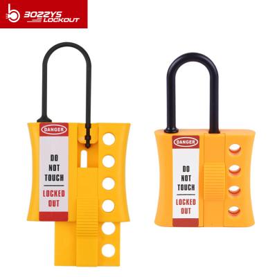 China 48.5mm Shackle Nylon Safety Lockout Hasp Yellow Insulation for sale