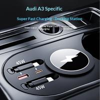 China Compatible Audi A3/A5 Center Console Expansion Dock In-car Wireless Charger Retractable Cable Fast Charging Type-C/ for sale