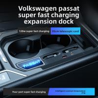 China Center Console Mod Cigarette Lighter Extension Charging Hub For VW Passat  QC Super Fast USB Type C Car Phone Charger Splitter for sale