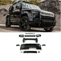 China Black Knight Style Exterior Upgrade Kit for 2020-2025 Land Rover New Defender 110/90 - Front Rear Bumper & Gloss Black Body Trim for sale