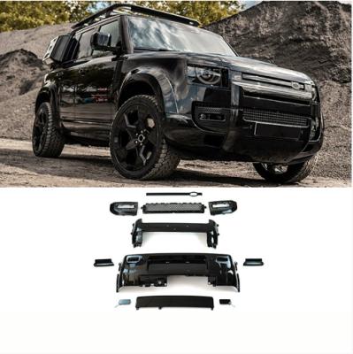 China Black Knight Style Exterior Upgrade Kit for 2020-2025 Land Rover New Defender 110/90 - Front Rear Bumper & Gloss Black Body Trim for sale