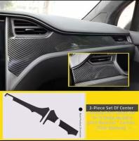 China Carbon Fiber Trim Covers For Tesla Model S 2014-2021 Center Console Door Rear Air Vent Outlet for sale