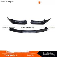 China Real Carbon Fiber Modified Front Shovel & Three-Section Lip for New Tesla Model 3 Enhanced Front Bumper for sale
