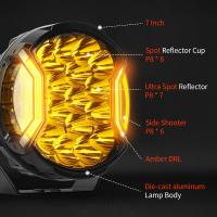 China Highlight 4X4 Modified Off-Road Vehicle Spotlight Three-Sided Luminous 7-Inch Lamp 100W  Lumens 32V Universal Fitment for sale