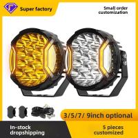 China Highlight 4X4 Modified Off-Road Vehicle Spotlight Three-Sided Luminous 7-Inch Lamp 100W  Lumens 32V Universal Fitment for sale